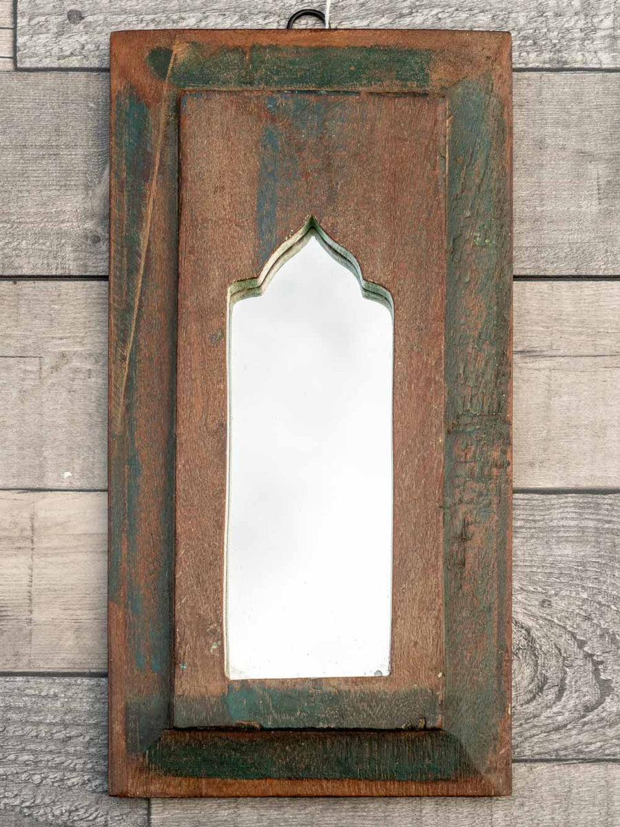 Distressed Green Vintage Arched Mirror | Silk Road Gallery