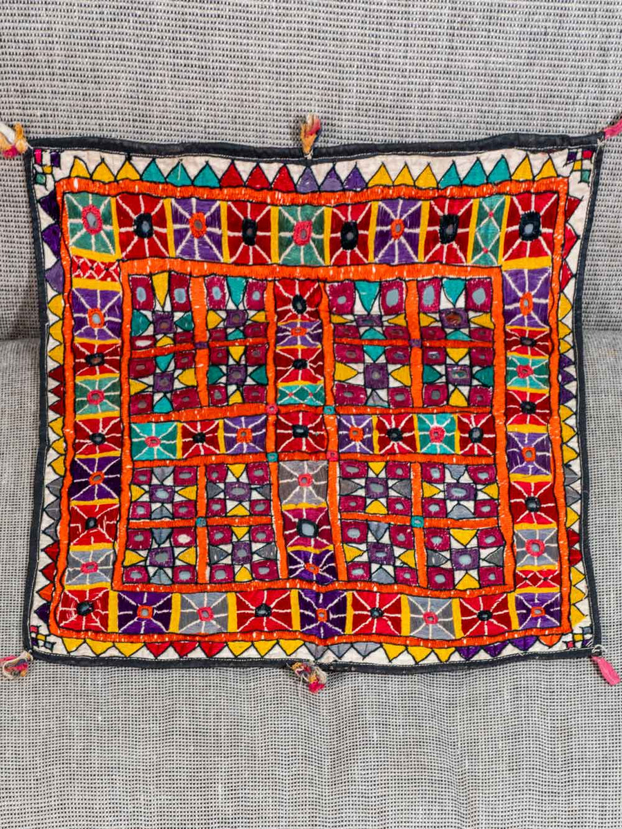 Embroidered Rajasthan Chakla with Squares | Silk Road Gallery