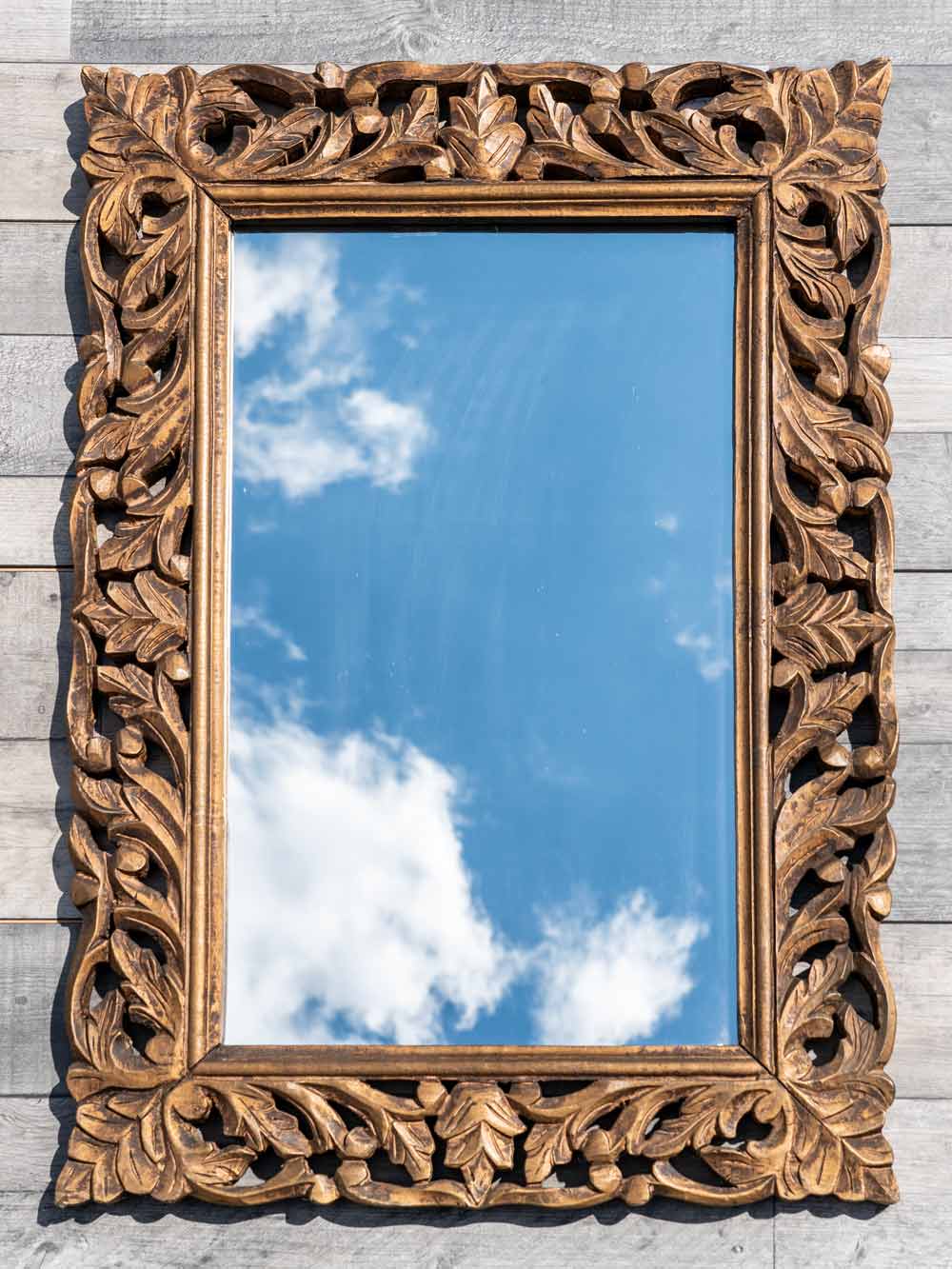 Wood & Brass Indian Jali Mirror | Silk Road Gallery