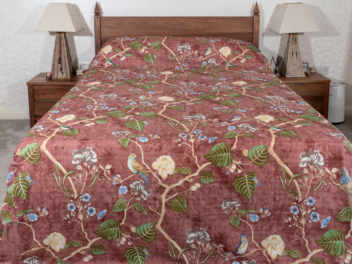 Old Rose Tree of Life Indian Cotton Bedspread | Silk Road Gallery