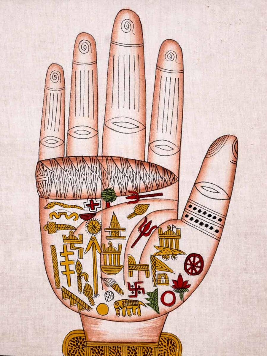 Tantric Indian Hand Painting with Energy Symbols | Silk Road Gallery