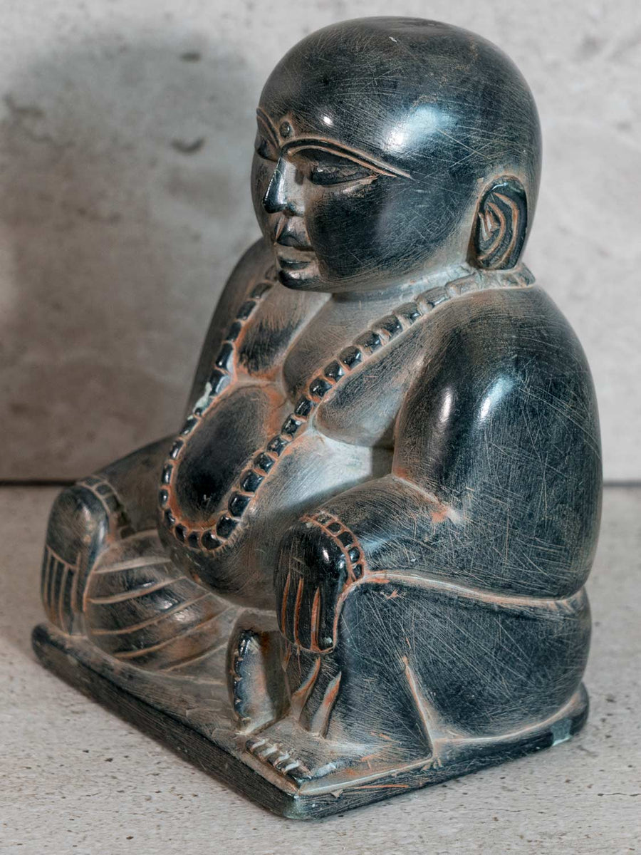 Black Stone Earth Touching Buddha Statue | Silk Road Gallery