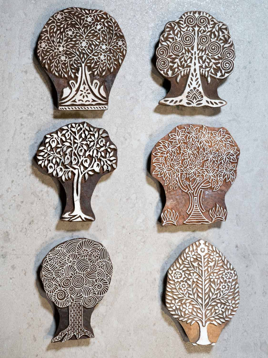 Large Carved Wooden Indian Printing Blocks | Silk Road Gallery