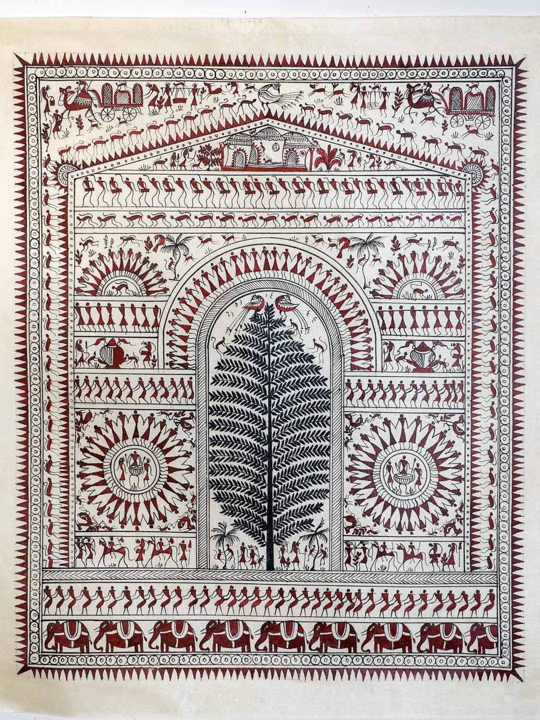 Saura Painting, Red Peacocks & Black Tree | Silk Road Gallery