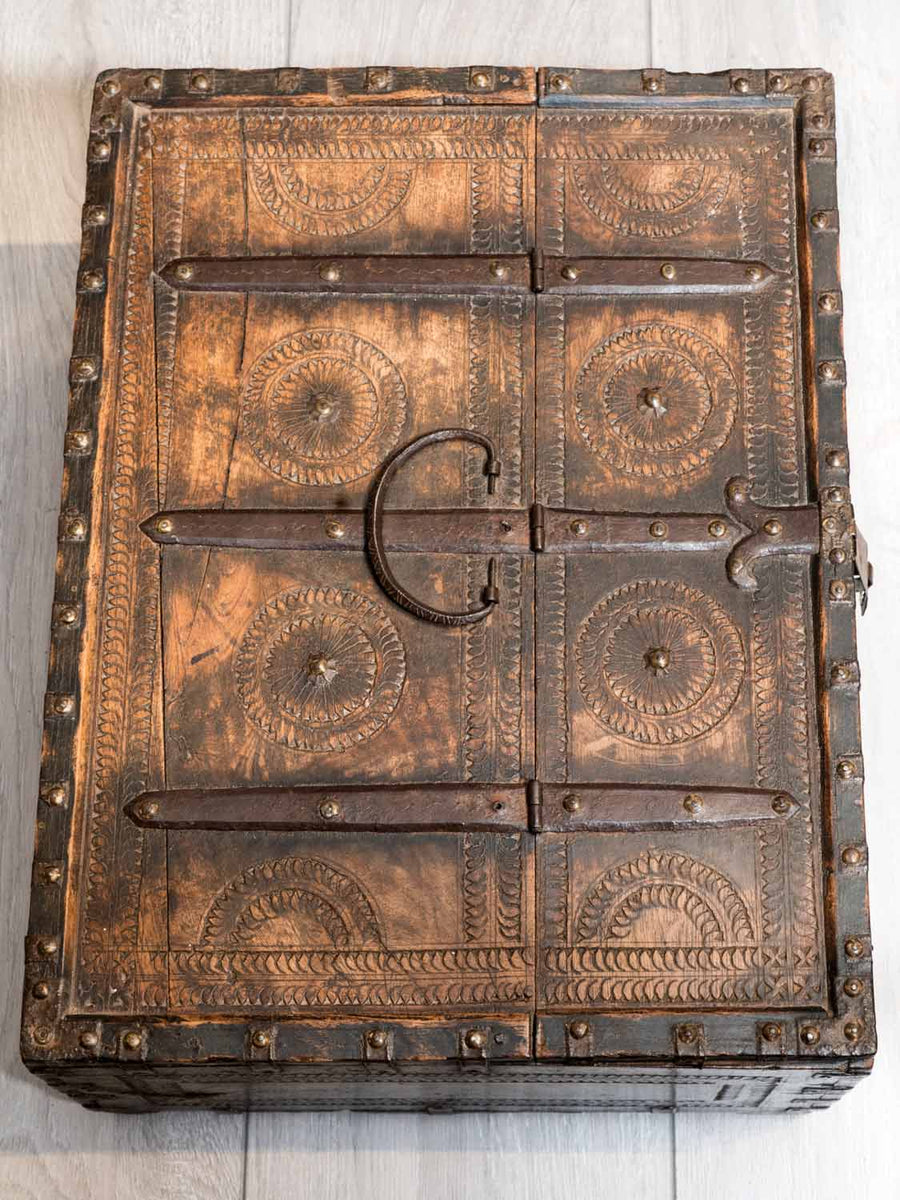Vintage Indian Dowry Box with Hinged Lid | Silk Road Gallery
