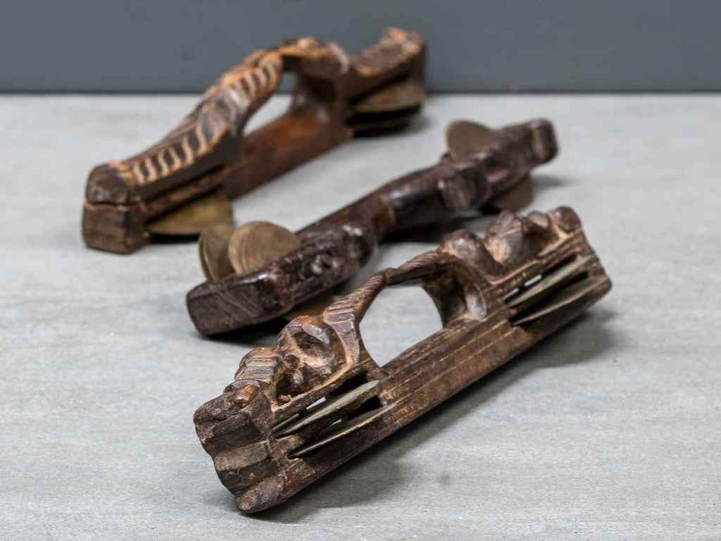 Vintage Wood & Brass Rattle, India | Silk Road Gallery