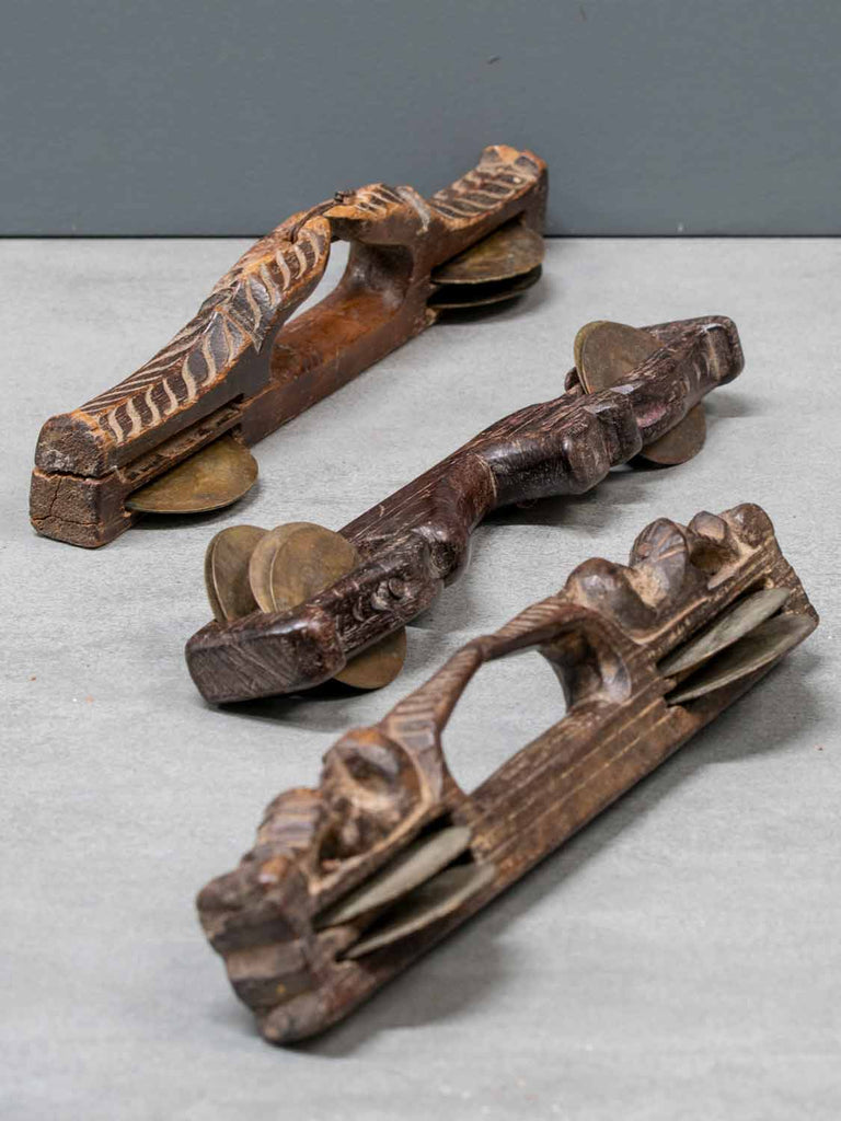 Vintage Wood & Brass Rattle, India | Silk Road Gallery